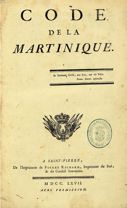 PETIT DE VIEVIGNE : Code de la Martinique.