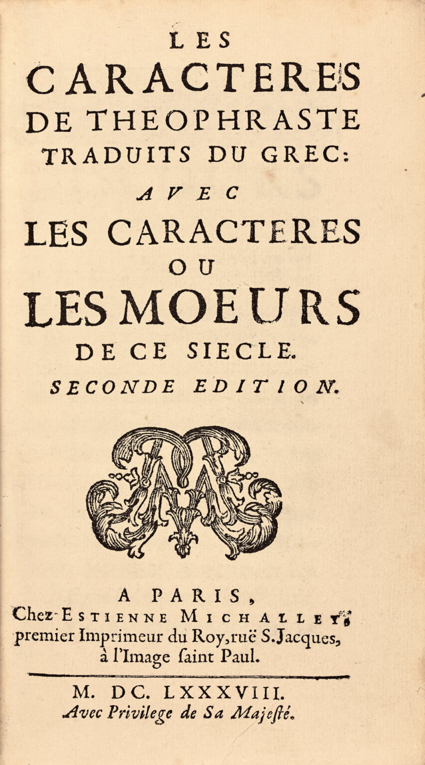 LA BRUYERE : Les Caractères de Theophraste Tradruits du Grec : avec les ...