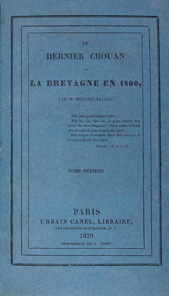 BALZAC, Honoré de. : Le dernier Chouan ou la Bretagne...