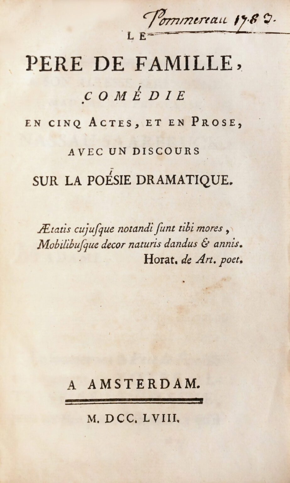 DIDEROT, Denis. : Le Père de famille, Comédie en cinq...