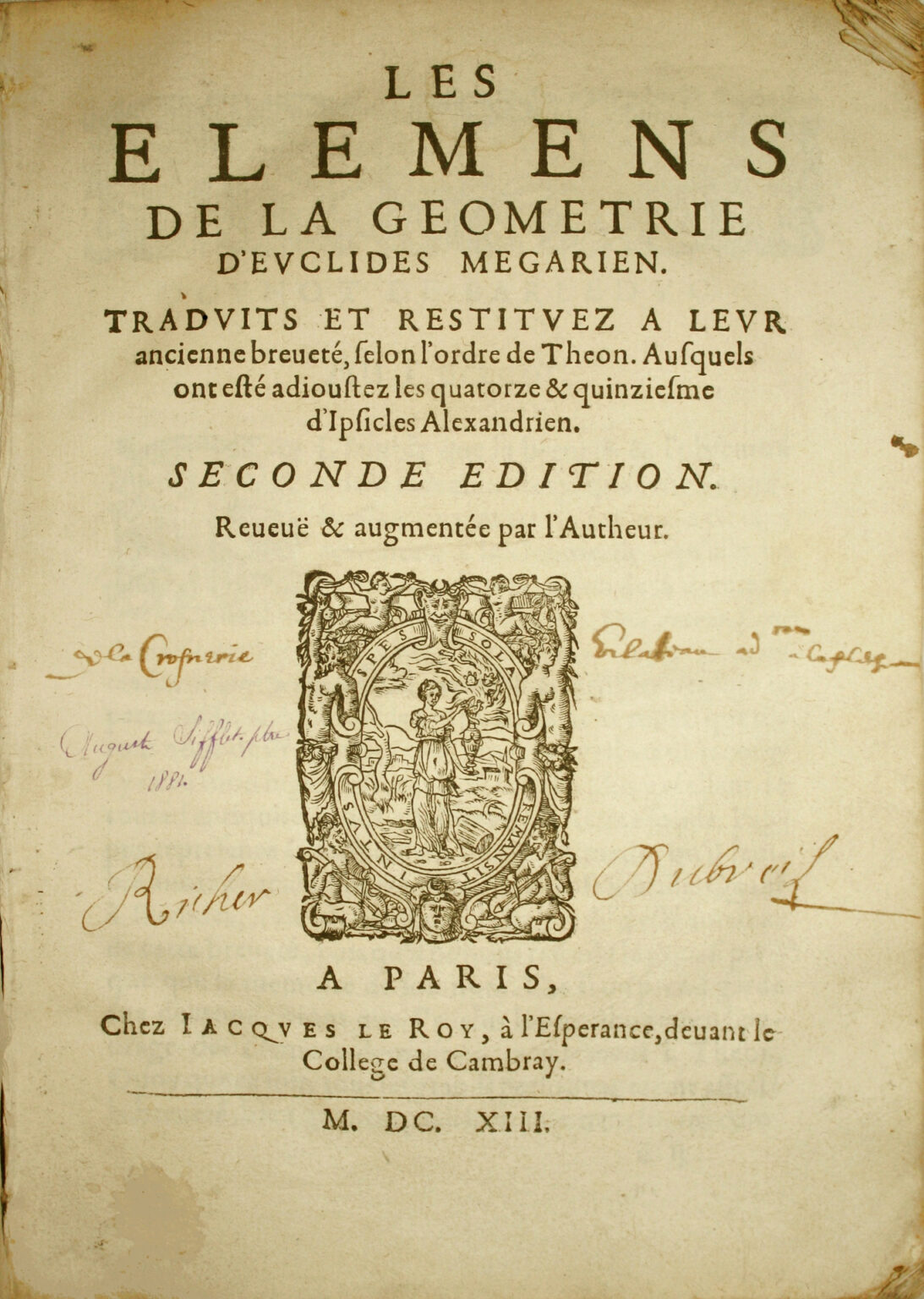 EUCLIDE : Les Elemens de la geometrie