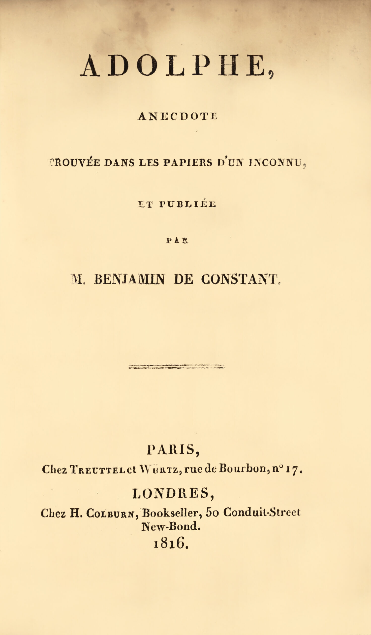 CONSTANT, Benjamin. Adolphe.